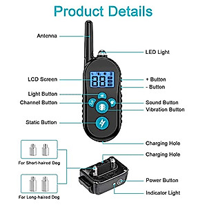 Dog Shock Collar with Remote for Large Medium Small Dogs, DiroPet Training Collar for Dogs with Beep/Vibration/Shock Modes, Adjustable Collar, 1000ft Remote Range, Rechargeable, IPX7 Waterproof