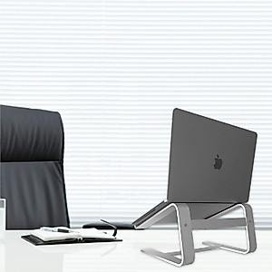 Macally Aluminum Laptop Stand for Desk - Works with all Macbook /Pro/Air & Laptops between 10” to 17.3” - Sleek and Sturdy Laptop Riser - (ASTANDSG), Space Gray