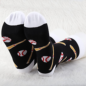 MBMSO Sport Theme Dress Socks Soccer Basketball Volleyball Tennis Baseball Socks Player Team Gifts for Sport Lover Socks (1 Pair Baseball Socks)