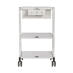 Tripp Lite Mobile Standing Desk 2 Adjustable Shelf & 2 Metal Storage Drawers, TAA Compliant, Home Office & School, 5-Year Warranty, White
