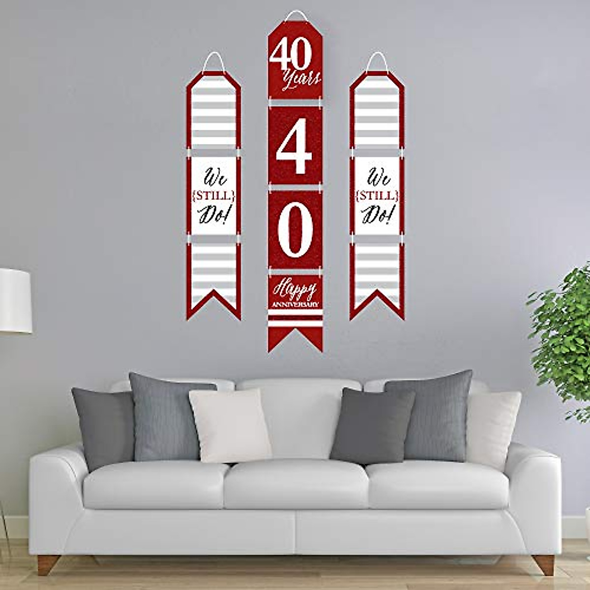 Big Dot of Happiness We Still Do - 40th Wedding Anniversary - Hanging Vertical Paper Door Banners - Anniversary Party Wall Decoration Kit - Indoor Door Decor