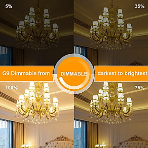 LEDBOKLI 10W Dimmable G9 LED Light Bulb, Equivalent 80 Watt Incandescent Light Bulbs,Warm White 3000K G9 LED Lamp, G9 Base Chandelier Light Bulbs, 900LM, Energy Saving, Non Flicker, 5-Pack