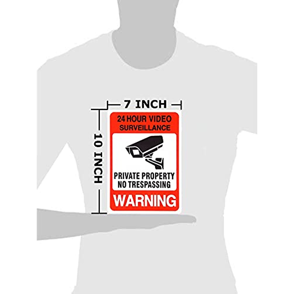 Olodeer 4 Pack Private Property No Trespassing Warning Sign,10x7 Inches 0.4 Aluminum Anti-Rust, 24 Hours Video Surveillance Warning Signs Outdoor Use