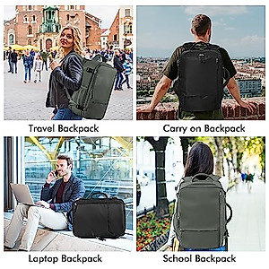 Beraliy Travel Backpack for Men Women, Airline Approved Personal Bag,17 Inch Laptop Backpack, Carry On Backpack for Hiking Overnight with USB Charging Hole, Olive-green