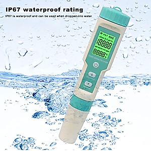 Digital Water Quality Meter, Handheld Water Quality Testing Pen Waterproof PH TDS Temperature EC Salinity SG ORP for Swimming Pool