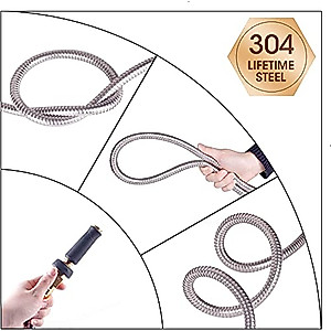 TOUCH-RICH 3FT 304 Stainless Steel Metal Garden Hose - Heavy Duty Water Hose, Outdoor Yard, Lightweight - Guaranteed Flexible & Never Kink