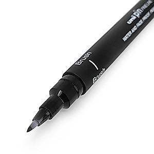 Uni Pin Fineliner Drawing Pen - Black - Brush Nib - Pack of 3