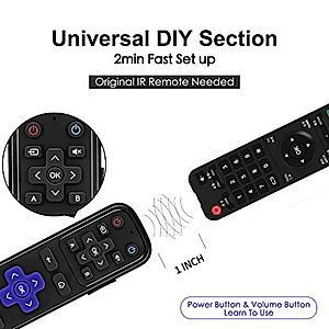 SofaBatn R2 Universal IR Remote Replacement for Roku Streaming Player with 13 Extra Learning Buttons to Control TV Soundbar All in One (for Roku 1 2 3 4 Premier+ Express+ Ultra, NOT for Roku Stick)