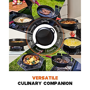 DARTMOOR Pre-Seasoned Cast Iron Skillet, 12 in Cast Iron Frying Pan with Handle, Protective Covers, & Pour Spouts, Safe Grill Cookware with Non-Stick Surface, Cast Iron Pan for Indoor & Outdoor Use