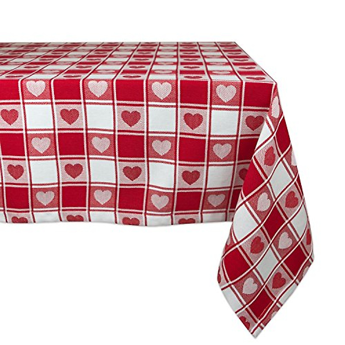 DII Valentine's Day Tablecloth Check Collection, Tablecloth, 60x84, Checkered Hearts