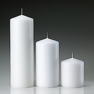 Light In The Dark White Pillar Candle Variety Set - 3 White Unscented Pillar Candles - Set Includes 3", 6" and 9" Candles