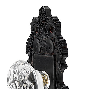 SOFFEE DESIGN 2pcs Vintage Cabinet Pull Drawer Knob, Distressed Closet Handle with Clear Resin Knob, Antique Door Knob with Mounting Screws for Cupboard, Kitchen Furniture - Black