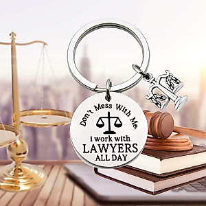 FUTOP Lawyer Gift Don’t Mess With Me, I Work With Lawyers All Day Keychain Law Assistant Gift (mess keychain)