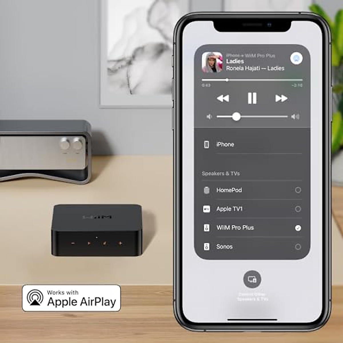 WiiM Pro Plus AirPlay 2 Receiver, Google Cast Audio, Multiroom Streamer with Premium AKM DAC, Voice Remote, Works with Alexa/Siri/Google, Stream Hi-Res Audio from Spotify, Amazon Music, Tidal and More