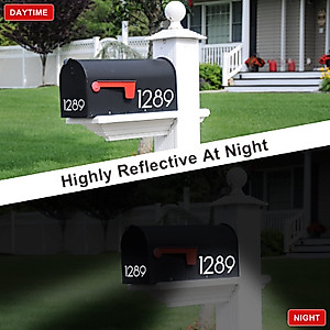 2 inch Reflective Mailbox Numbers for Outside, 5 Sets Number Stickers with Sticky Tabs for Easy Backing Peeling, Pre-cut Self Adhesive Vinyl House Numbers