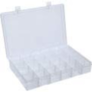 Durham Large Plastic Compartment Box, Adjustable with 20 Dividers, 13-1/8x9x2-5/16, Lot of 5