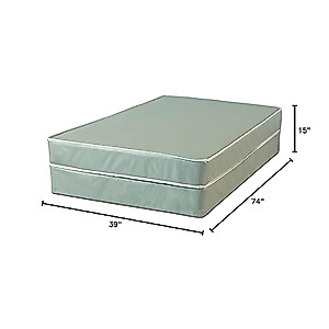Mattress Solution 8-Inch Firm Double sided Tight top Waterproof Vinyl Innerspring Mattress and 8" Wood Traditional Box spring Set, Twin