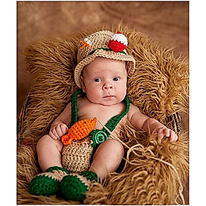 Newborn Photography Props Baby Photo Outfits Crochet Kintted Fisherman Set
