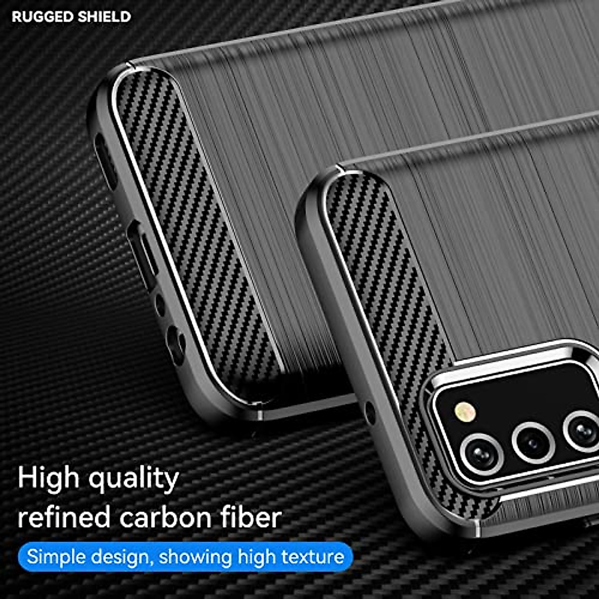 M MAIKEZI for Samsung A03S case, Galaxy A03S case with HD Screen Protector, Fashion Shock-Absorption Flexible TPU Bumper Soft Rubber Protective Case Cove for Samsung Galaxy A03S (Black Brushed TPU)
