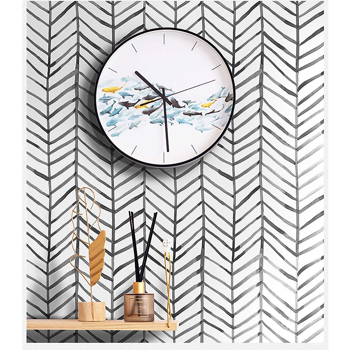 Taogift 17.7x117 Inches Peel and Stick Vinyl Black and White Striped Geometric Contact Paper Wallpaper for Walls Shelves Cabinets Dresser Drawer Furniture Decal Removable