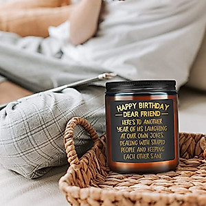 Maybeone Birthday Gifts for Best Friends - Happy Birthday Dear Friend - Lavender Scented Candle Gifts for Women Friend - Friendship Gifts for Her, Him, Besties, BFF, Soul Sister