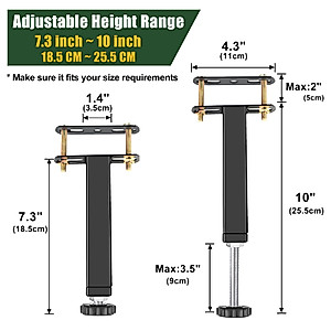 HEYLEAYAR Adjustable Height Bed Frame Support Legs,7.3"-10" Heavy Duty Center Slats Support Leg,Adjustable Height Support Leg for Bed Frame Replacement Parts (2 Pack)