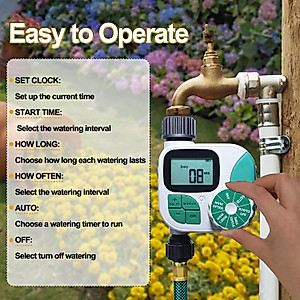 Biswing Watering Timer for Garden Hose, Outlet Hose Water Sprinkler Timers, Programmable Hose Timer with Digital Irrigation Timer System, Battery Operated for Outdoor Yard Lawn Garden Watering