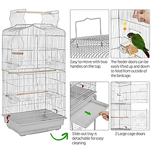 Yaheetech 64inch Height Open Top Bird Cage Metal Parrot Cage w/Detachable Rolling Stand for Medium Small Parrot Parakeet Birds