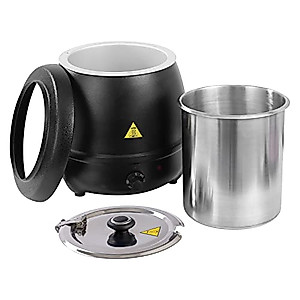 YBSVO 11 Qt. Round Black Countertop Food/Soup Kettle Warmer - 120V, 400W