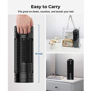 Abolee Tower Fan, 23ft/s Desk Fan, 70° Oscillating Table Fan for Bedroom, Standing Table Fan with 3 Modes, 2024 New 13 Inch Bladeless fan for Bedroom, Home,Office Black