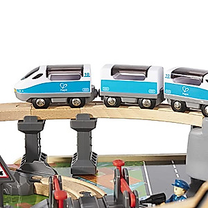 Hape E3766 70 Piece Railway Train Table and Set Toy with Battery Powered Locomotive, Removable Playmat Surface and Storage for Kids 3 Years and Up