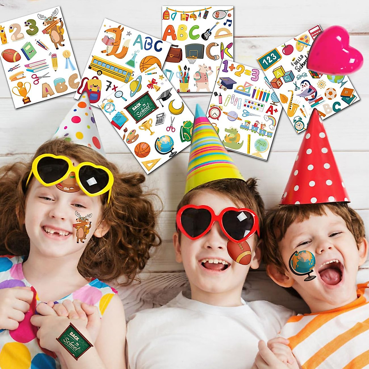 CHARLENT Back to School Temporary Tattoos for Kids - 10 Sheets School Party Tattoo Stickers for Teachers Students Classroom Rewards Gifts