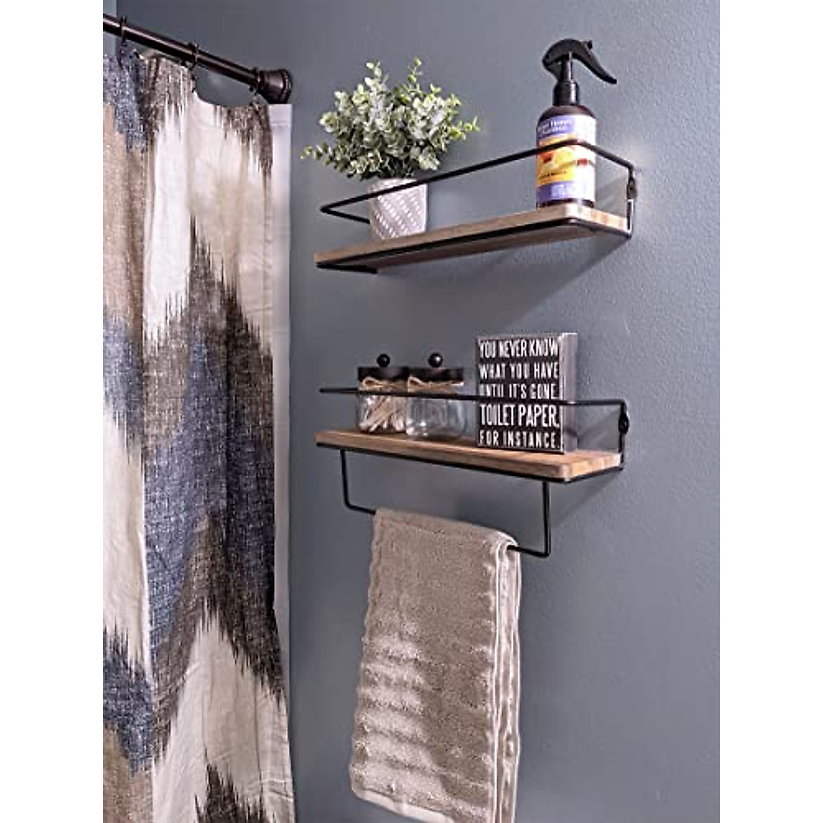 QEEIG Farmhouse Floating Shelves + Bathroom Shelves Bundle (Contains 2 Items)