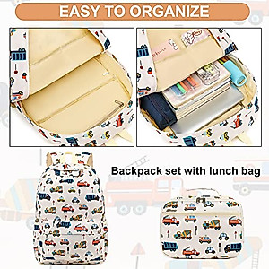 LOIDOU Kids Backpack Boys Preschool Kindergarten Elementary School Backpacks Construction School Bags BookBag Set with Lunch Box
