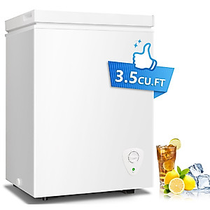 Chest Freezer, 3.5 Cu Ft Compact Deep Freezer With Fast Cooling & Convenient Pulley, Perfect for Kitchen Parlor, Small Freezer With Low Noise & Energy Saving, White