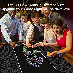FURUISEN Waterproof 70 x 35 Inch Texas Hold'em Poker Mat for Table, Portable Poker Table Top with Smooth Premium Surface, Noise Reduction, and Zipper Handbag for Professional Poker Games Casino Games