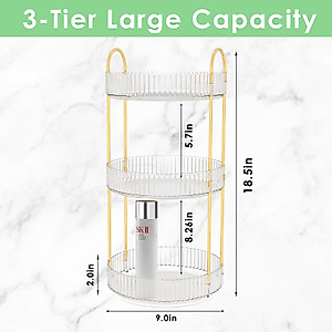 heesky 360 Rotating Makeup Organizer, 3-Tier Makeup Organizer Countertop for Vanity, Large Capacity Perfume Skincare Vanity Organizer, Bathroom Cosmetic Countertop Organizer for Dresser(Clear)