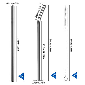 Tomorotec 40oz Straws, 14PCS Stainless Steel Replacement Straws for Stanley 40oz Adventure Quencher Travel Tumblers with Cleaning Brushes 2PCS, Food-Grade, Dishwasher Safe for Smoothies (Silver)