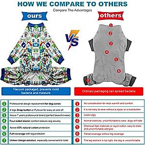 LovinPet Extra Large Dog Clothes - Large Dog Pjs, Lightweight Stretchy Fabric,White Dinosaur Allover Print, Dog Jumpsuit, Pet Anxiety Relief Shirt, Easy to Wear Dog Costume, Party Shirt,Blue Grey 3XL