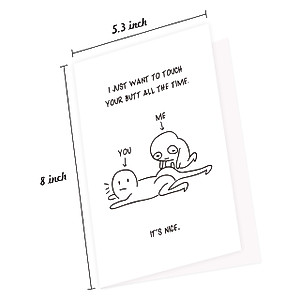 Naughty Touch Your Butt Love Card, Cheeky Anniversary Card for Him Her, Romantic Valentine's Day Card
