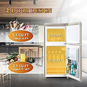 Tymyp FLS-80G-cream-ZQL01 Compact Refrigerator, Cream