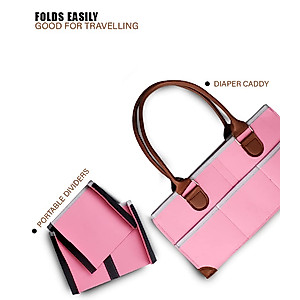 MELWEY Pink Diaper Caddy for Baby Girls - Newborn Essentials Must Haves, Baby Registry Basket,Nursery Changing Table and Car Storage Basket Organizer for Baby Girls Shower Gift (Pink)