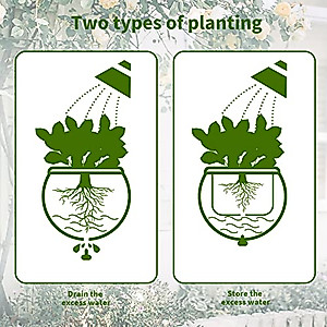 Veramz Disco Ball Planter 8" - Hanging Disco Ball Planter Pot with Macrame Rope Chain and Wooden Stand - with Drainage Hole and Plug - Mirror Ball Disco Decor Hanging Planter for Indoor Plants(Silver)