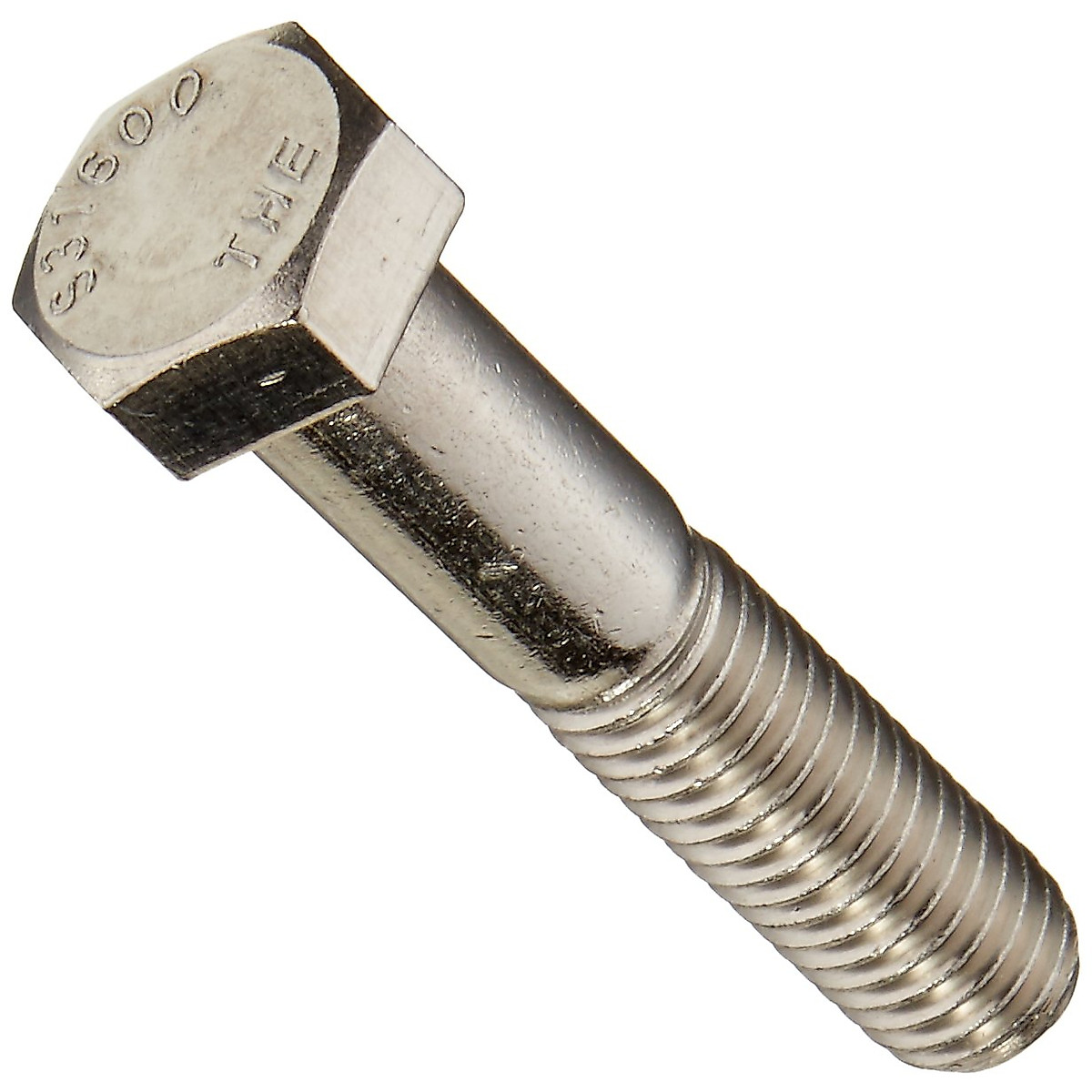 Small Parts 316 Stainless Steel Hex Bolt, Plain Finish, Hex Head, External Hex Drive, Meets ASME B18.2.1, 4" Length, Partially Threaded, 1/2"-13 UNC Threads