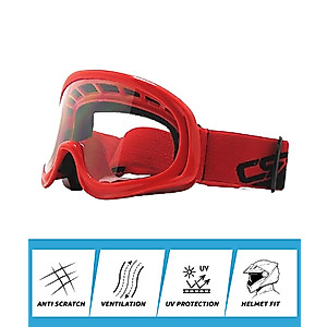 CRG Sports Motorcycle Goggle ATV Dirt Bike Off Road Racing Motocross Goggles for Men, Women, Adults