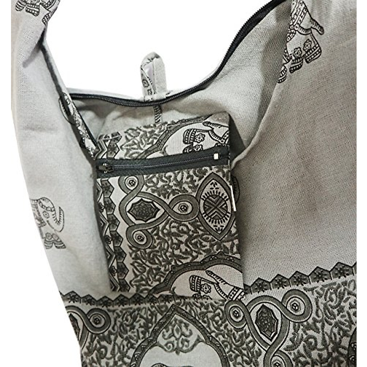 Lovely Creations Hippie Boho New Elephant Crossbody Bohemian Gypsy Sling Shoulder Bag Medium Size (A Gray)