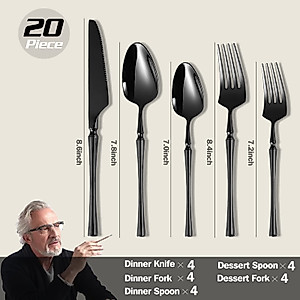 Locci 20 Pieces Silverware Set, Modern Flatware Set for 4,18/10 Stainless Steel Cutlery Set Dishwasher Safe (Gold)