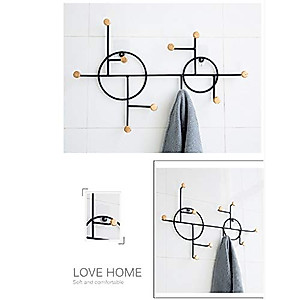 AVEO Coat Hooks 10 Hooks Wrought Iron Wall Hanging Coat Rack Key Hanger Frame Wall Rack Kitchen Bathroom Wall Home Decoration Coat Rack Wall Mount (Color : Black)
