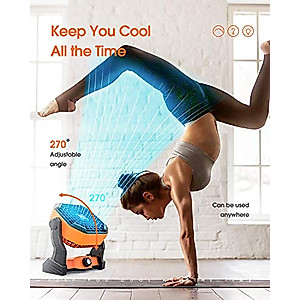 Drchop Portable Fan Rechargeable, 10400mAh Battery Operated Powered Fan, Outdoor Camping Fan with Light & Hook, Personal USB Desk Fan, for Bedroom, Table, Home, Office, Tent, Travel (Classic Orange)