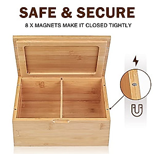 Large Natural Bamboo Decorative Storage Box Wooden Keepsake Box - 10” x 8” x 4” with Magnetic Lid for Home Storage (Standard Version)